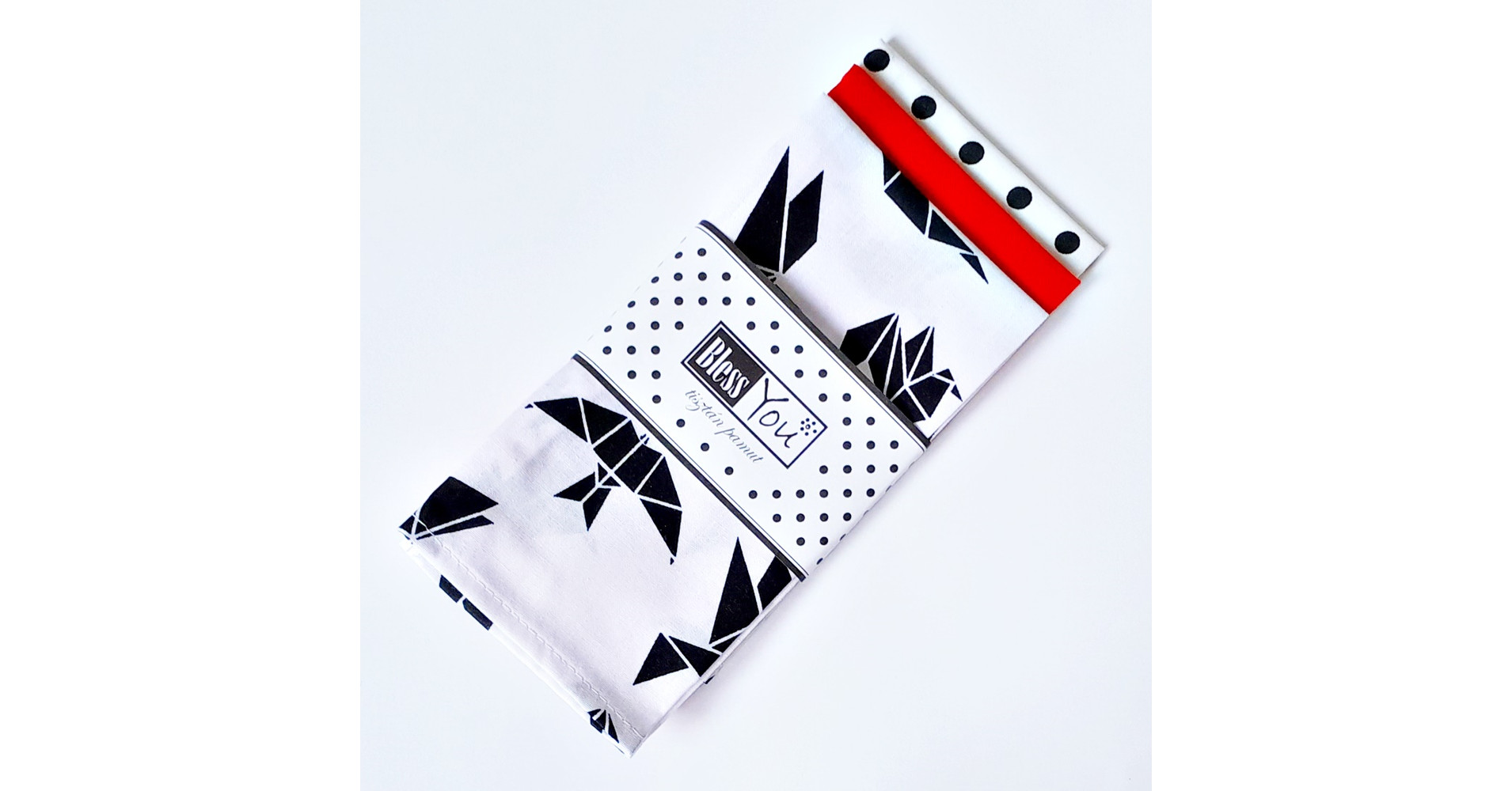 Origami daru madaras japán pamutzsebkendő - környezetbarát ajándék