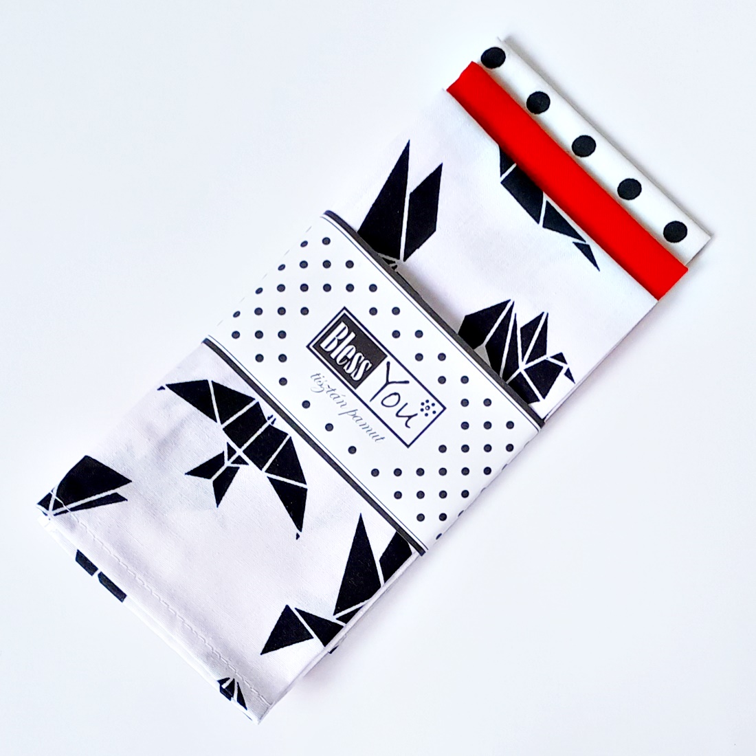 Origami daru madaras japán pamutzsebkendő - környezetbarát ajándék